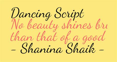 Dancing Script Free Font What Font Is