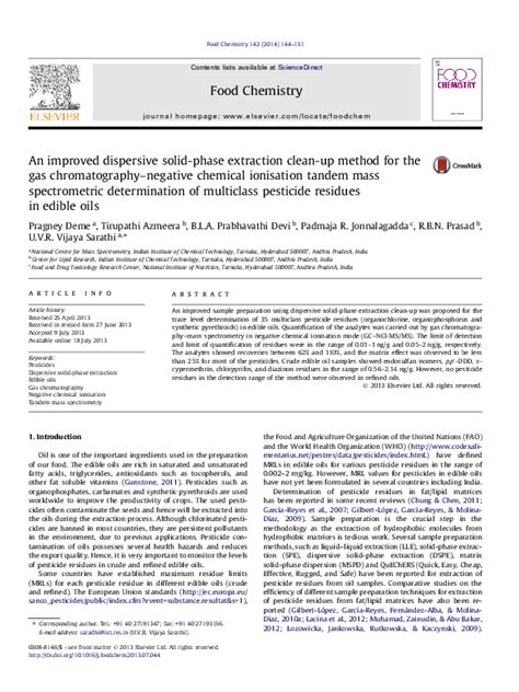 Lc Ms Ms Determination Of Organophosphorus Pesticide Residues In Coconut Water Pragney Deme