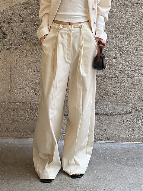 파우드 핀턱 와이드 팬츠