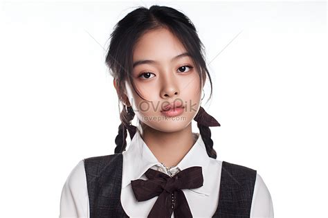 학교 유니폼에있는 소녀