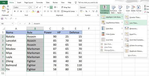 Highlight Cell Rules Less Than Di Excel Tutorial Excel Lengkap