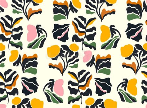 Seamless Botanical Modern Exotic Floral Pattern L Stock Vector