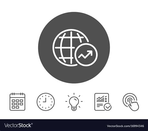 World Statistics Line Icon Chart Sign Royalty Free Vector
