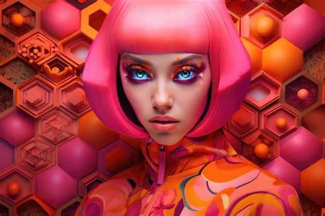 Premium Photo Futuristic Stylish Fashion Art With Hexagonal Shape
