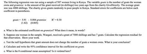 solved the following regression was run using a sample of