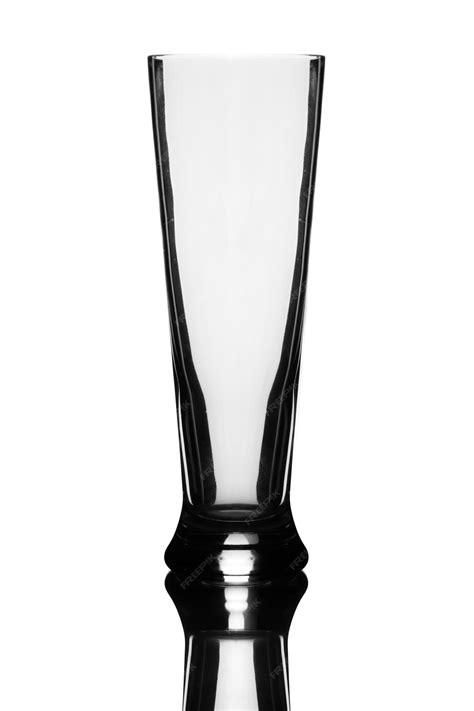 Premium Photo Empty High Pilsner Or White Beer Glass And Reflection Isolated On White