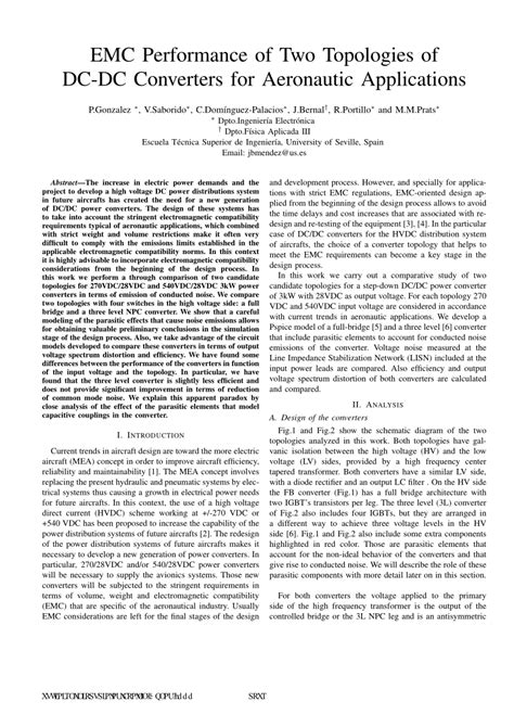 Pdf Emc Performance Of Two Topologies Of Dc Dc Converters For Aeronautic Applications