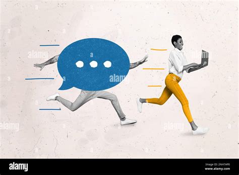 composite template minimal absurd collage headless person running catch opponent conversation