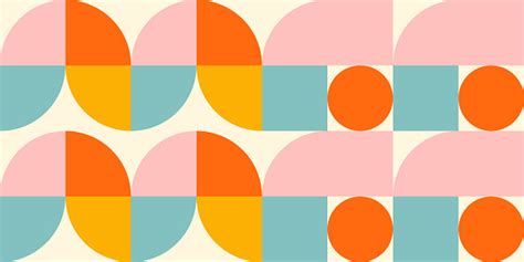 복고풍 기하학적 미학 바우 하우스 는 원 사각형 반원과 같은 추상적 인 간단한 모양으로 벡터 배경에서 영감을 얻었습니다 향수를 불러일으키는 파스텔 색상 미드센추리 스타일에