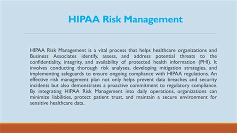 Ppt Hipaa Risk Management Strategies To Safeguard Protected Health