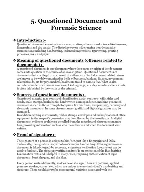 Questioned Documents And Forensic Science Pdf Signature