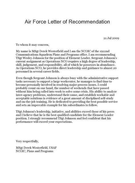 Army Letter Of Recommendation Template