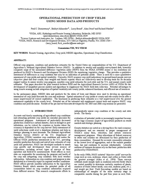 Crop Yield Estimation Pdf Statistical Classification Weather