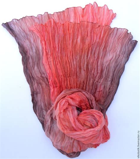 Батик Шарф шелковый Палантин КОРАЛЛОВАЯ ПЕПЕЛЬНАЯ РОЗАшелк 100 Batik Throw Pillows Pillows