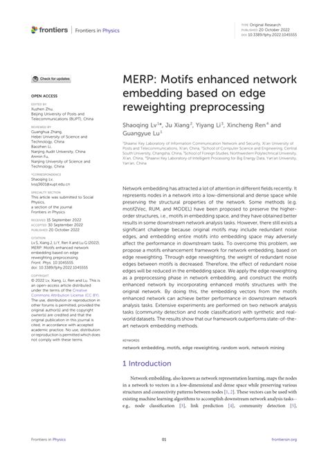 Pdf Merp Motifs Enhanced Network Embedding Based On Edge Reweighting