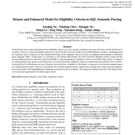Dataset And Enhanced Model For Eligibility Criteria To Sql Semantic