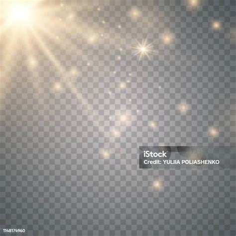 투명 한 배경에 금이 빛나는 빛 폭발 레이와 빛 장식 효과의 벡터 일러스트 레이 션 벡터 일러스트 레이 터 금 금속에 대한 스톡 벡터 아트 및 기타 이미지 Istock