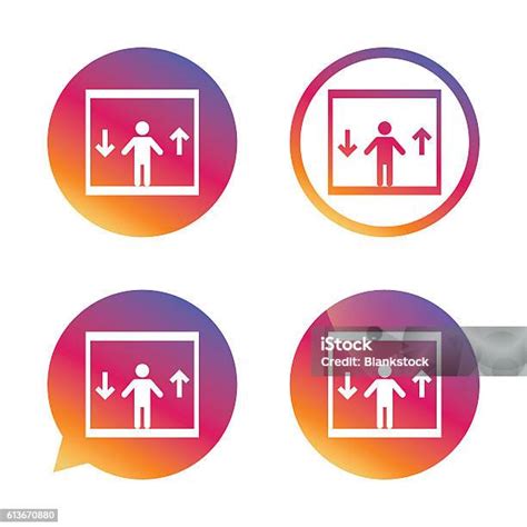 엘리베이터 아이콘입니다 위쪽 화살표가 있는 사람 기호입니다 기하 도형에 대한 스톡 벡터 아트 및 기타 이미지 기하 도형 대화 풍선 문자 기호 라벨 Istock