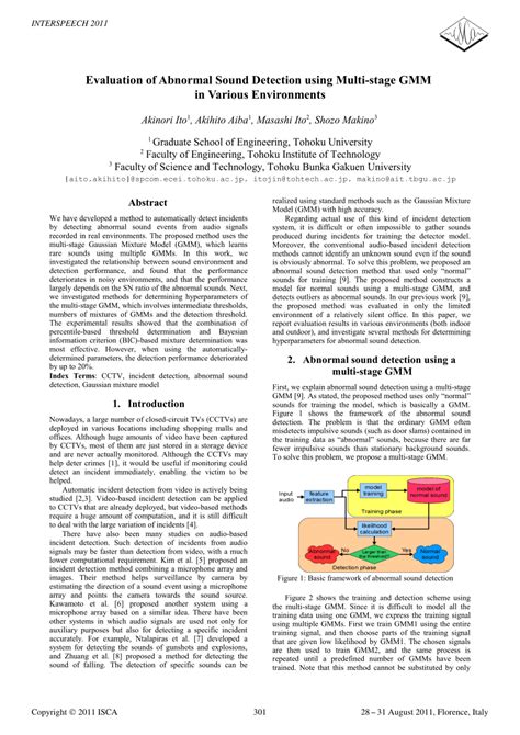 Pdf Evaluation Of Abnormal Sound Detection Using Multi Stage Gmm In Various Environments