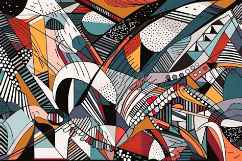Abstract Line Art Pattern Geometric Shapes And Lines In Different