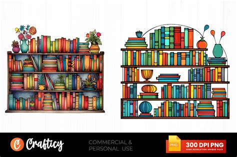 Colorful Bookshelf Clipart Design Graphic By Graftify · Creative Fabrica