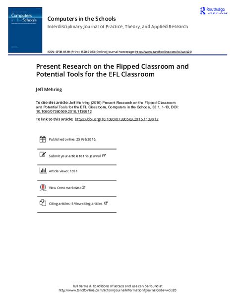 Pdf Present Research On The Flipped Classroom And Potential Tools For The Efl Classroom