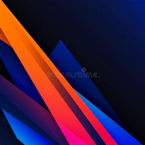 Abstract Digital Artwork Featuring Intersecting Geometric Planes In Vivid Orange Red Stock
