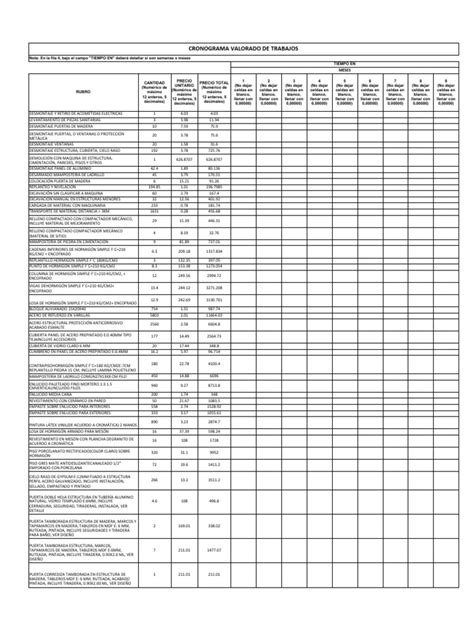 Cronograma Oferente Ejerciciooooooooooooooo Pdf Albañilería Ingeniería De Edificación