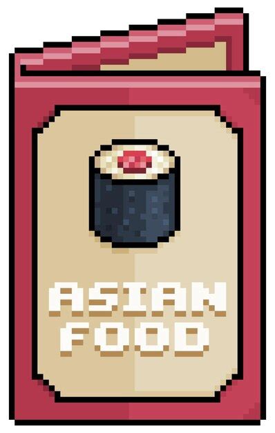 Pixel Art Menú Comida Asiática Icono De Vector De Menú De Papel Para Juego De 8 Bits Sobre
