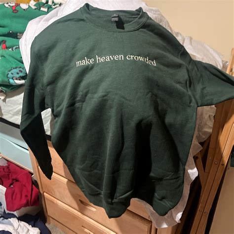 Make Heaven Crowded Embroidered Sweatshirt Christian Embroidery Hoodie