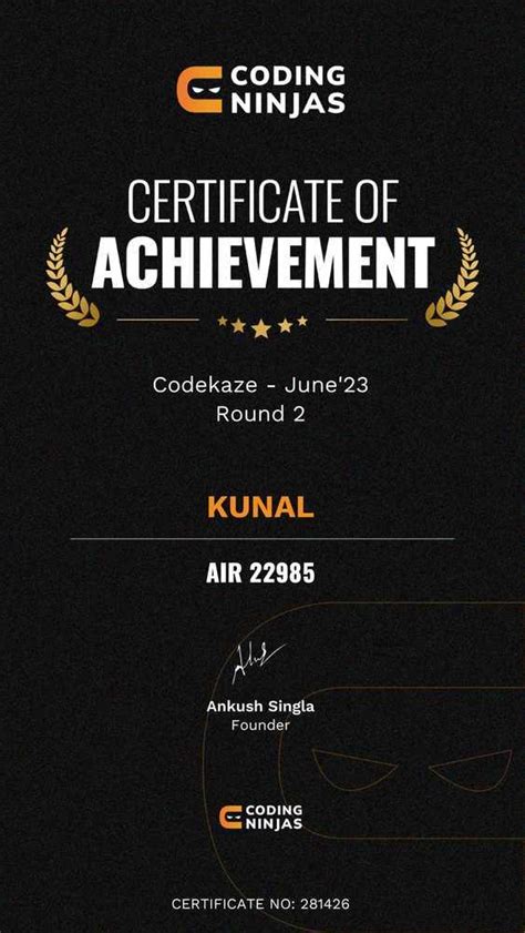 Kunal On Linkedin Codingninjas Achievement