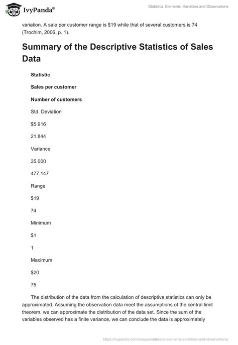 Statistics Elements Variables And Observations 582 Words Essay Example
