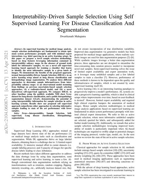 Interpretability Driven Sample Selection Using Self Supervised Learning For Disease