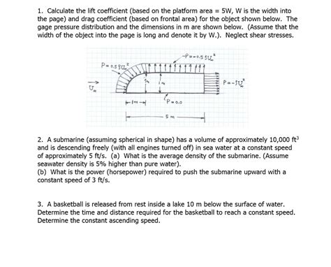 Solved Calculate The Lift Coefficient Based On The Platform Chegg
