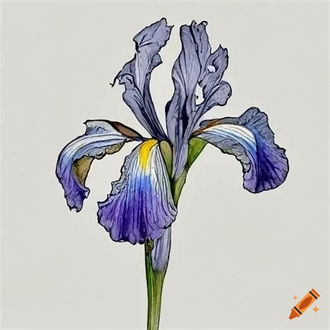 Blue Flag Iris Drawing Iris Blue Flag Iris Etsy Blue Flag Iris