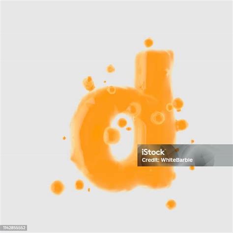 3d 문자 D 소문자입니다 흰색 배경에 고립 된 방울과 오렌지 주스 글꼴 0명에 대한 스톡 사진 및 기타 이미지 0명 3