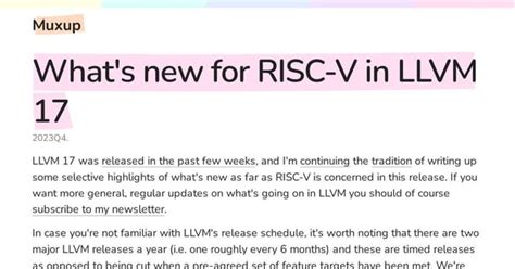 Whats New For Risc V In Llvm 17 Rriscv
