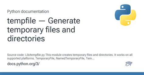 Tempfile Generate Temporary Files And Directories Python 3 13 5 Documentation