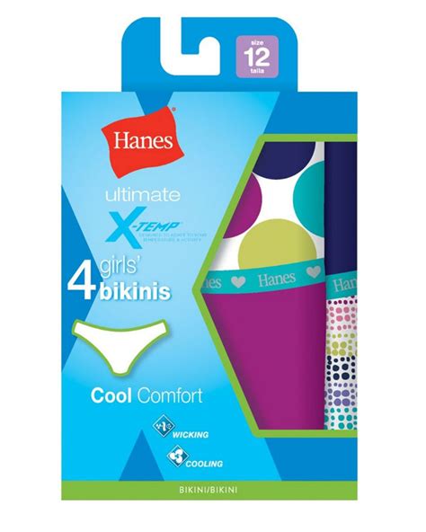 Hanes Gucbk4 Hanes Gucbk4 Girls Ultimate X Temp Bikini Pack Of 4