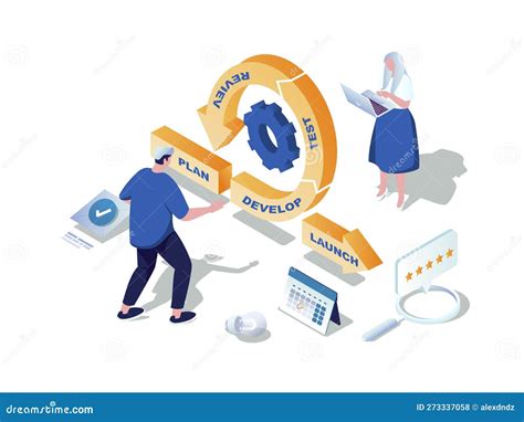 Agile Development Concept D Isometric Web Scene Vector Illustration Stock Illustration