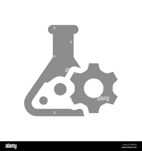 Test Tube And Gear Vector Icon Bioengineering Research And Analysis