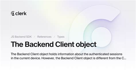 Js Backend Sdk The Backend Client Object