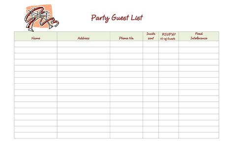 21 Free 41 Free Guest List Templates Word Excel Formats