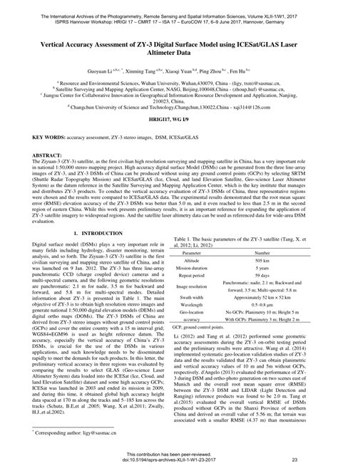 Pdf Vertical Accuracy Assessment Of Zy 3 Digital Surface Model Using Icesat Glas Laser