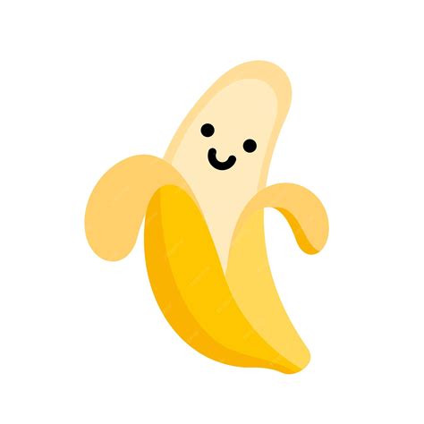 바나나 귀여운 카와이 스타일 과일 캐릭터 벡터 일러스트 프리미엄 벡터