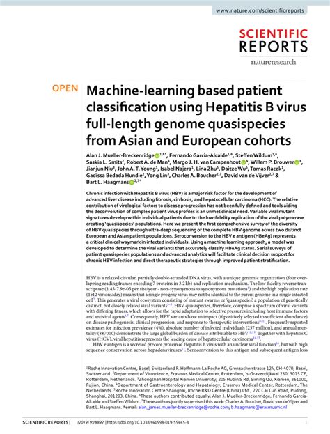 Pdf Machine Learning Based Patient Classification Using Hepatitis B
