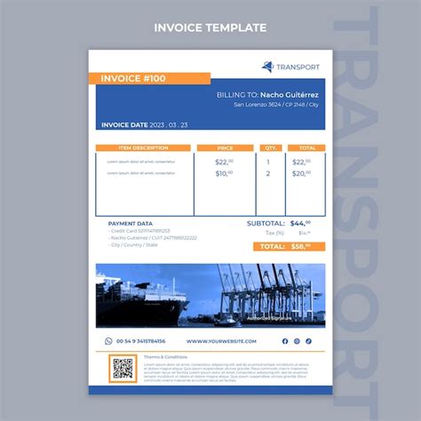 평면 디자인 운송 개념 송장 템플릿 무료 Psd 파일