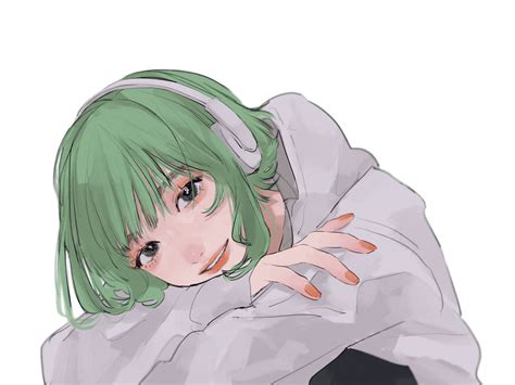 Tami Moon Gumi Vocaloid 1girl Black Eyes Blunt Bangs Close Up Eyebrows Hidden By Hair