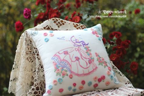 프랑스자수 독학 스템프웍 기법 배우기 크리놀린 쿠션 네이버 블로그