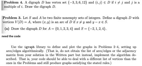 solved problem 4 a digraph d has vertex set { 3 3 6 12}
